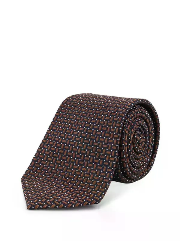 Kiton Patterned Silk Neck Tie - Black