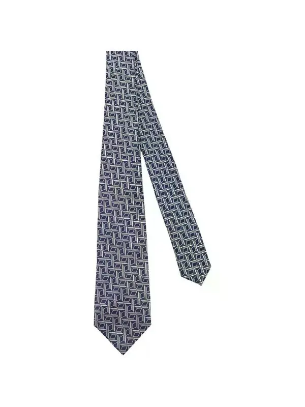 Kiton Geometric-pattern Neck Tie - Blue