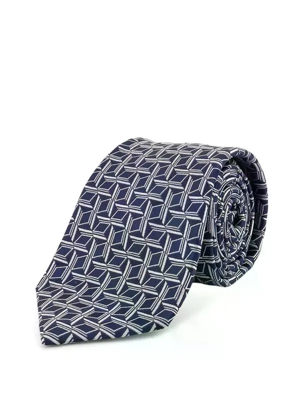 Kiton Geometric-pattern Neck Tie - Blue