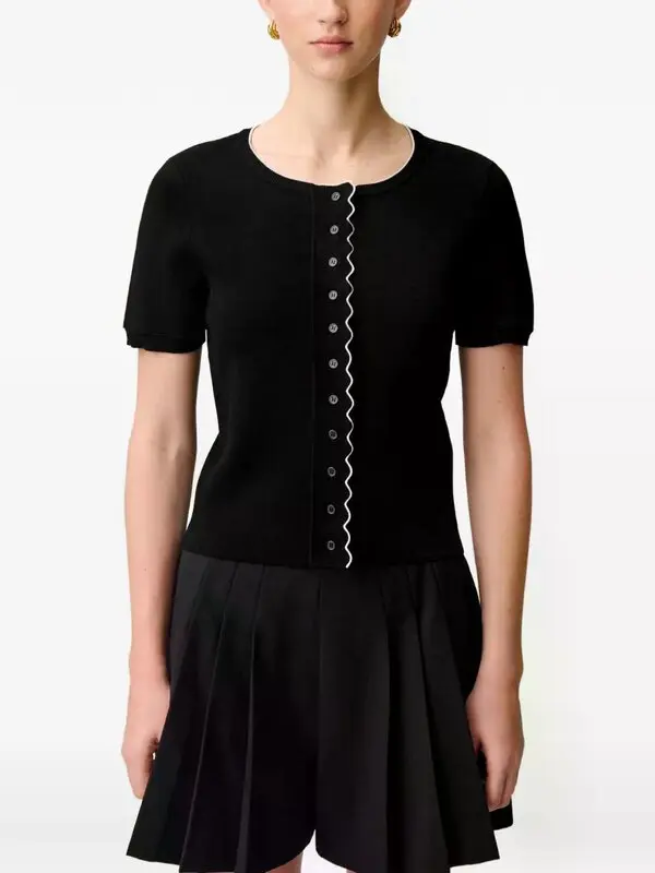Claudie Pierlot Buttoned Wavy-trim Cardigan