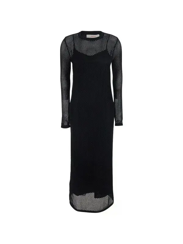 JUCCA Mesh-overlay Midi Dress - Black