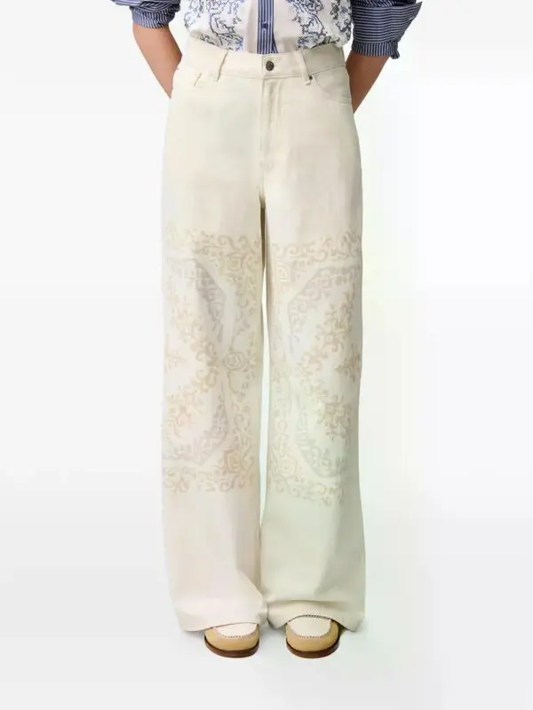 Claudie Pierlot Embroidered Wide-leg Jeans