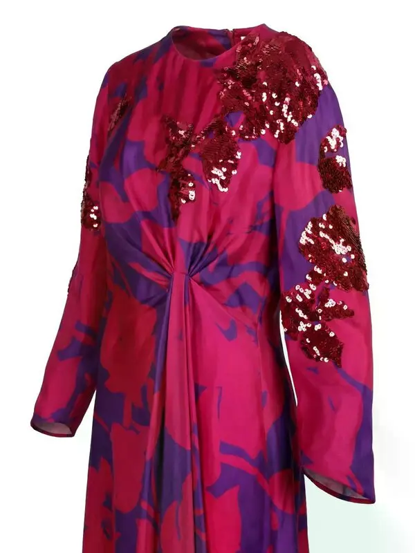 valentino pink sequin dress TULLE ILLUSIONE EMBROIDERED DRESS