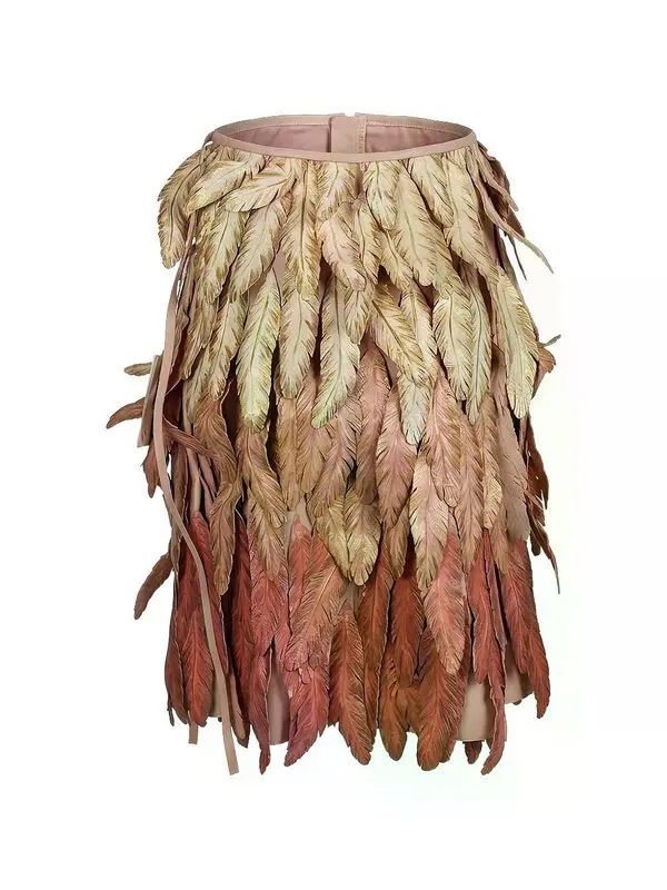 Valentino Garavani Skirt With Feather Detailing - Neutrals