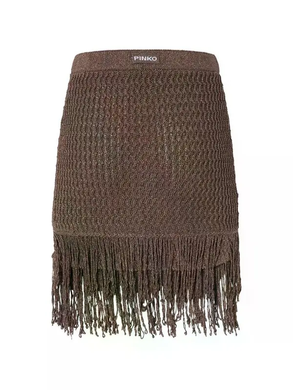 Pinko Fringe Hem Skirt - Brown