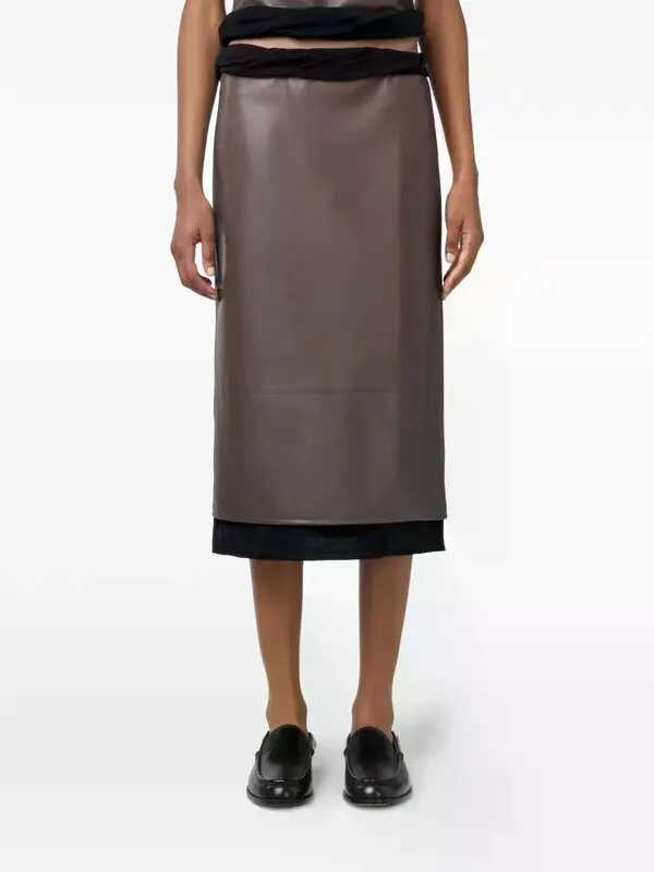 TOD'S Leather Midi Skirt - Brown