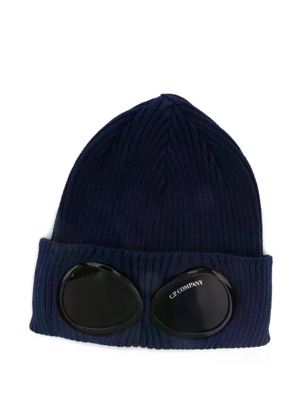 C.P. COMPANY Goggle-detail Beanie - Blue