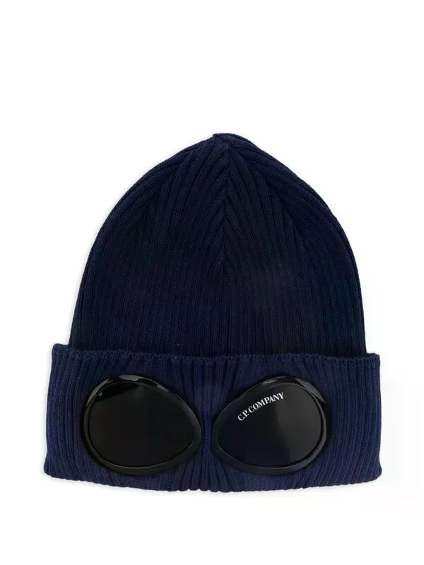 C.P. COMPANY Goggle-detail Beanie - Blue