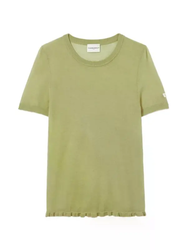Claudie Pierlot Ruffled-hem Short-sleeve T-shirt - Green