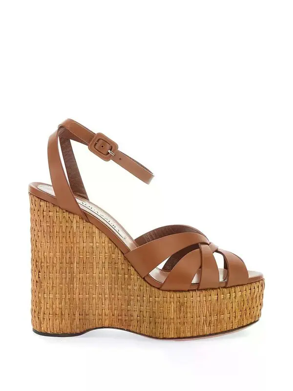 AQUAZZURA Copacabana Woven Wedge-heel Sandals - Brown