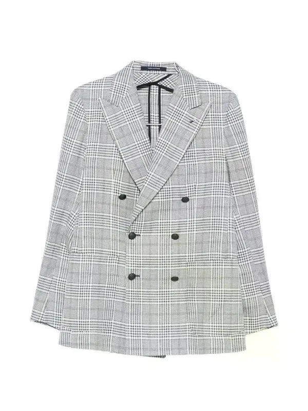 Tagliatore Double-breasted Plaid Blazer - Blue