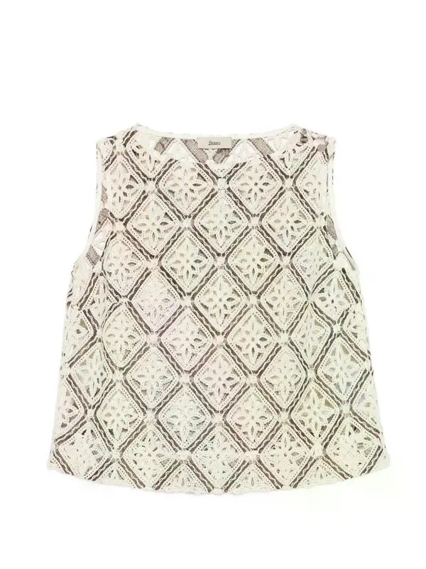 Herno Geometric Crochet Top - Neutrals