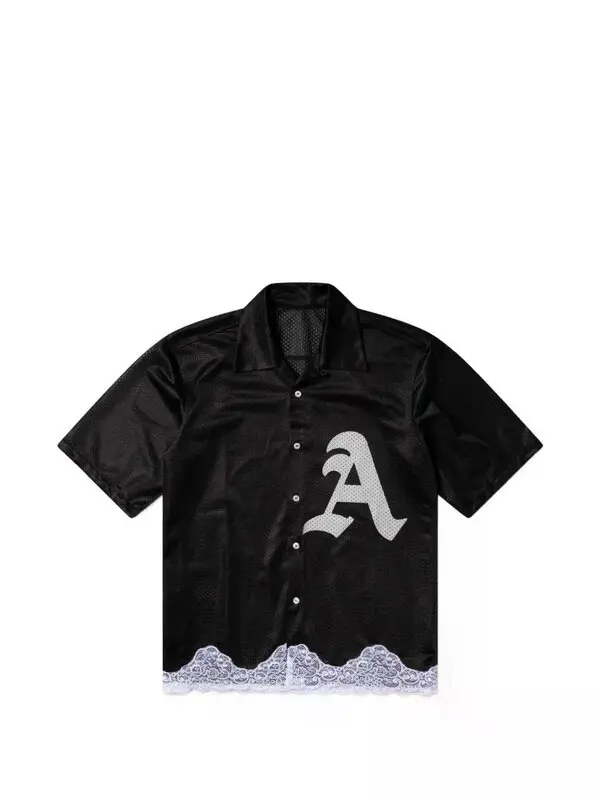 Aries Logo-detail Shirt With Lace Trim - Black
