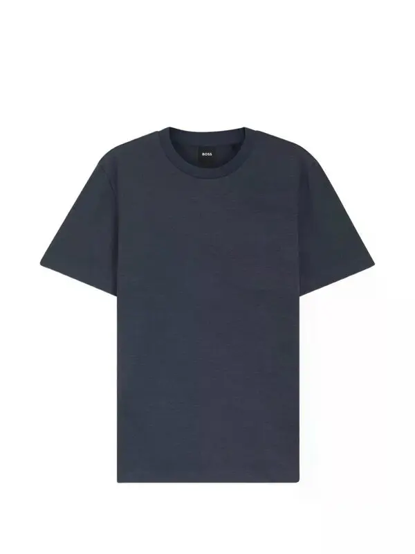 BOSS Bubble-structure T-shirt In Cotton - Blue