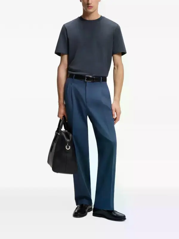 BOSS Bubble-structure T-shirt In Cotton - Blue