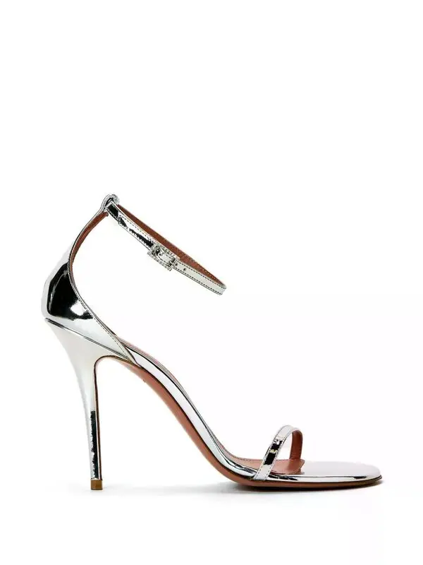Amina Muaddi Embellished Strap Sandal - Silver