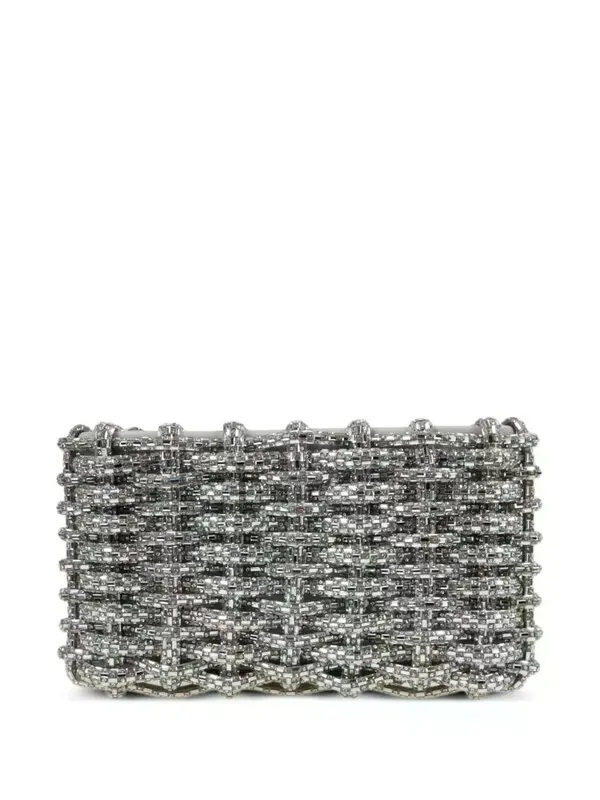 Simkhai Morgan Woven Clutch Bag - Silver