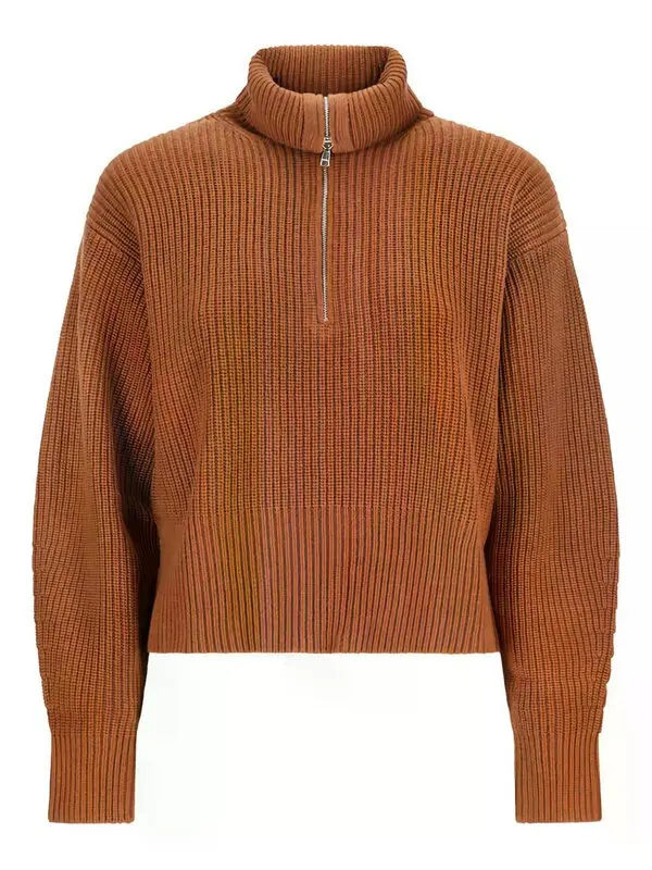 Max Mara Zip-up Roll-neck Jumper - Brown