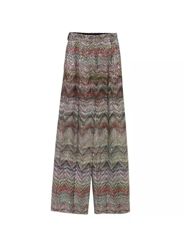 Missoni Chevron-pattern Straight Trousers - Silver