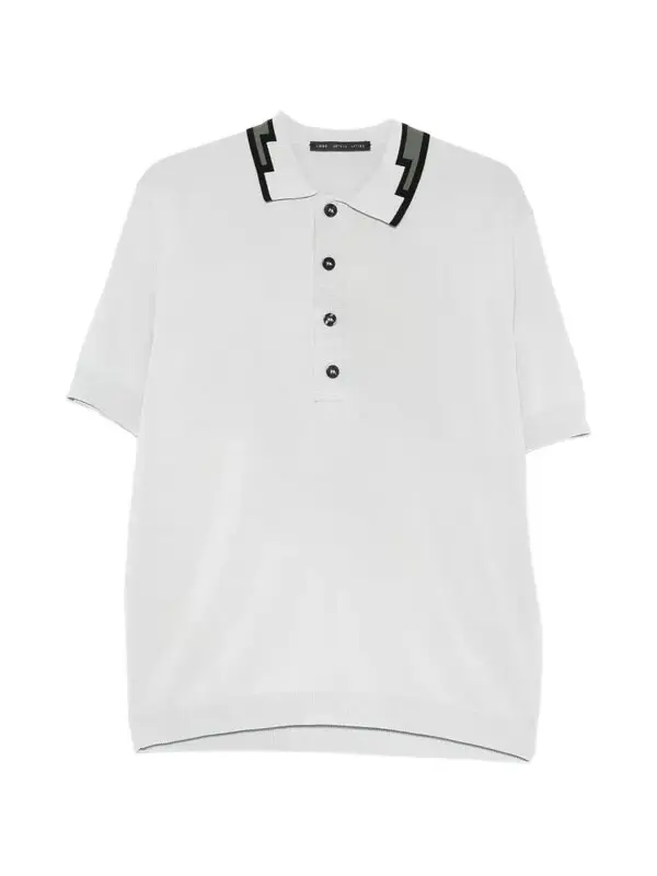 LOW BRAND Zigzag Collar Polo Shirt - Grey