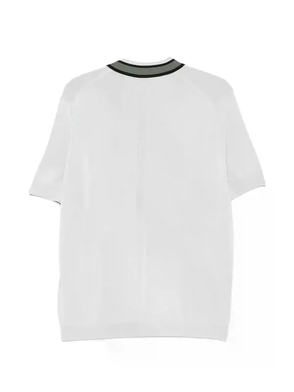 LOW BRAND Zigzag Collar Polo Shirt - Grey