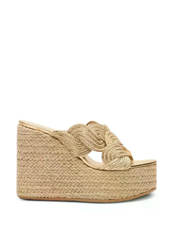 Casadei Thaiti Woven Wedge Sandals - Gold