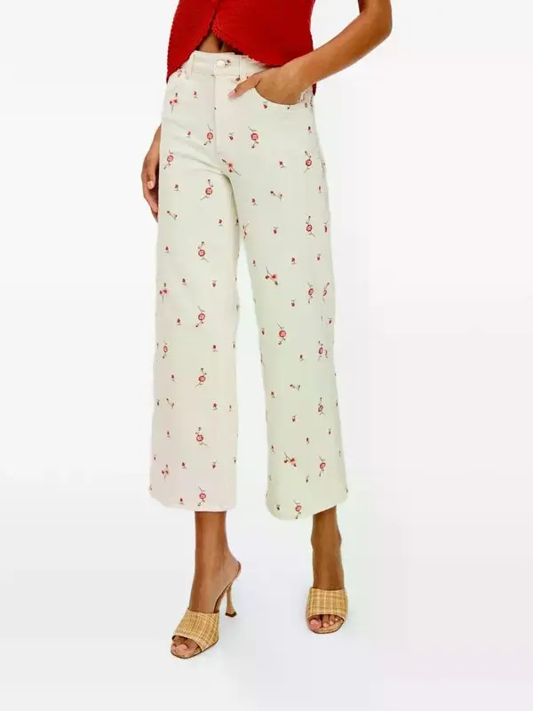 Rails Getty Floral-print Cropped Trousers - Neutrals