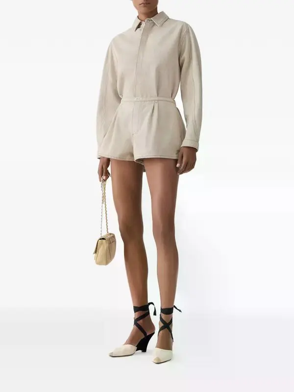 Jacquemus Le Short De Nimes Amelo Pleated Shorts - Neutrals