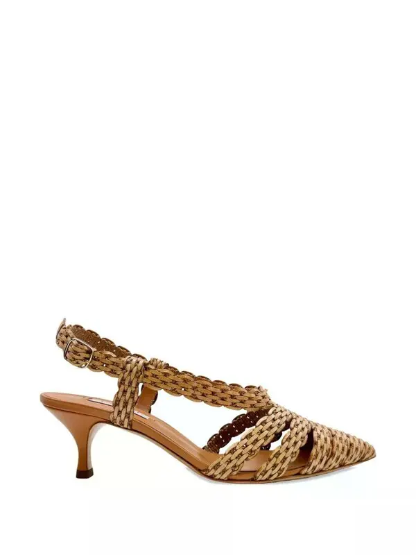 Casadei Julia Avenida Woven Slingback Sandals - Neutrals