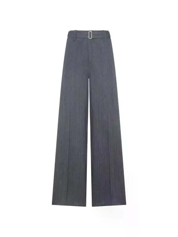 LARDINI Pinstripe Belt Trousers - Grey