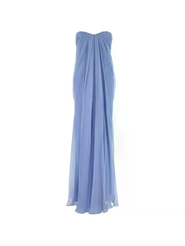 Alexander McQueen Draped Bustier Maxi Dress - Blue
