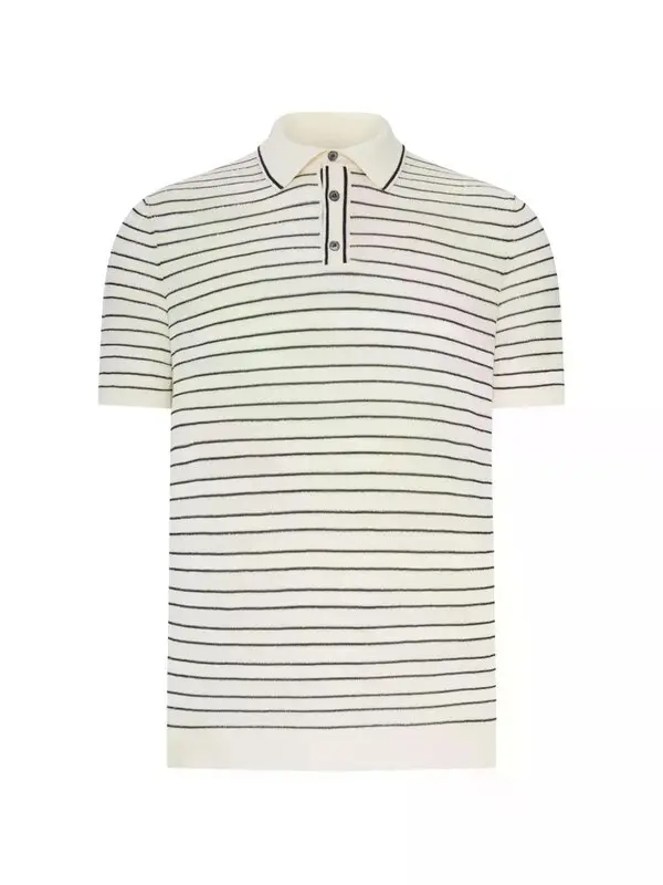 ROBERTO COLLINA Striped Knitted Polo Shirt