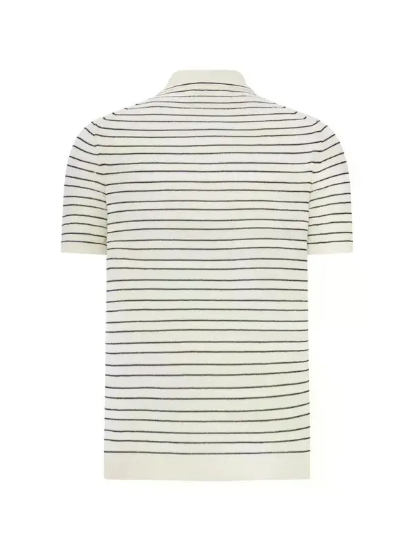 ROBERTO COLLINA Striped Knitted Polo Shirt