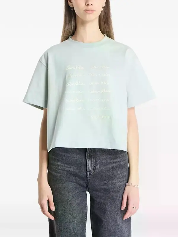 Calvin Klein Cropped Boxy T-shirt - Green