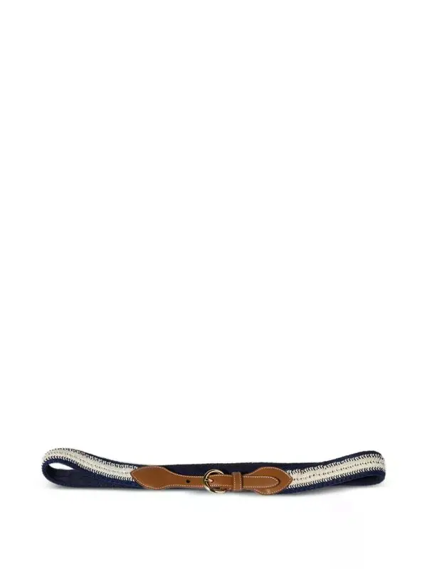 Miu Miu Leather And Cotton Crochet Belt - Blue