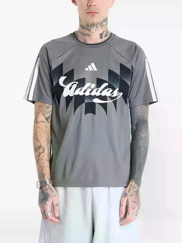 Adidas Striped Logo T-shirt - Grey