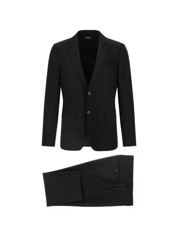 Zegna Mirror Lapels Pleated Wool Dress - Black