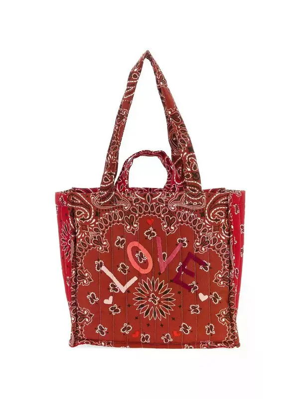 CALL IT BY YOUR NAME Cabas Quilted Bandana Print Shopping Bag - Red