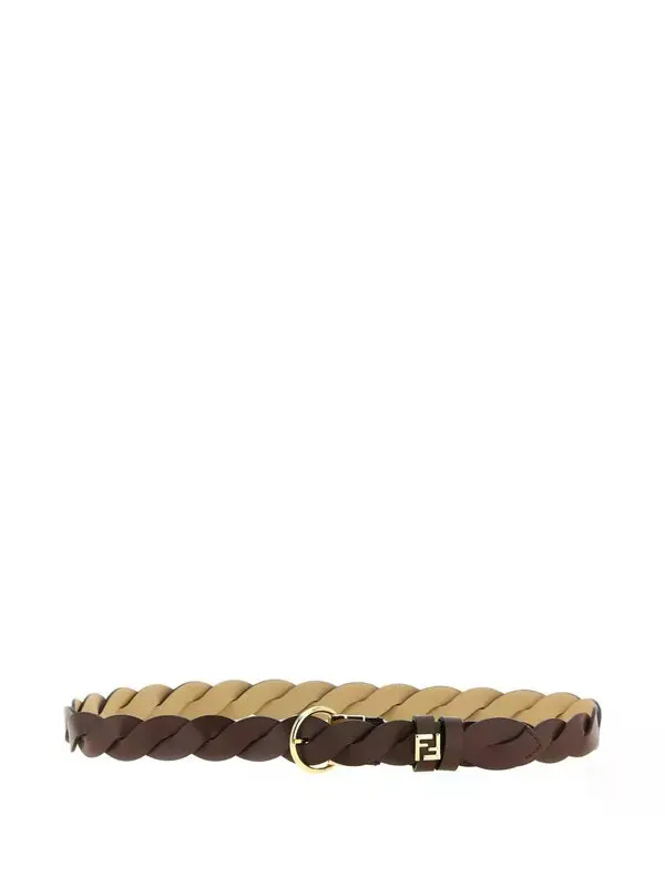 Fendi Ff Reversible Braided Loop Belt - Brown