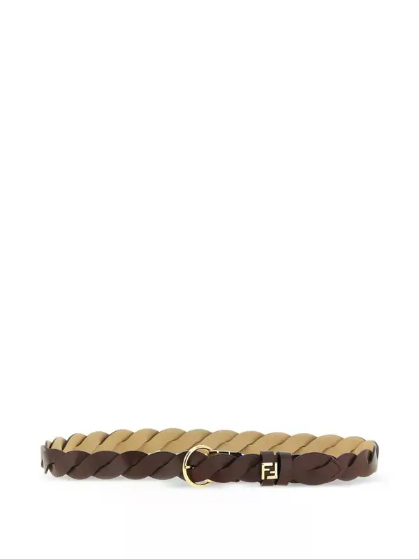 Fendi Ff Reversible Braided Loop Belt - Brown