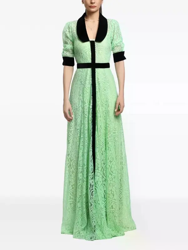 MIAU BY CLARA ROTESCU Bergamot Lace Maxi Dress - Green