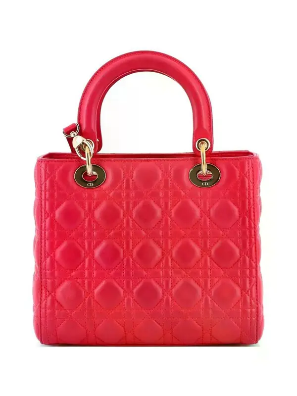 Dior Lady Medium Satchel Cannage Quilt Lambskin - Pink