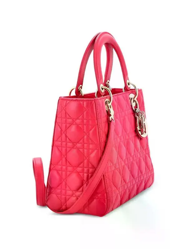 Dior Lady Medium Satchel Cannage Quilt Lambskin - Pink