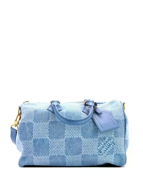 LOUIS VUITTON Speedy Bandouliere 3d Damier Giant Denim 30 Satchel - Blue