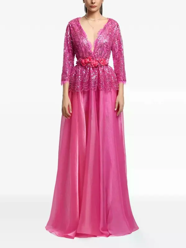 MIAU BY CLARA ROTESCU Sequin-embellished Maxi Dress - Pink