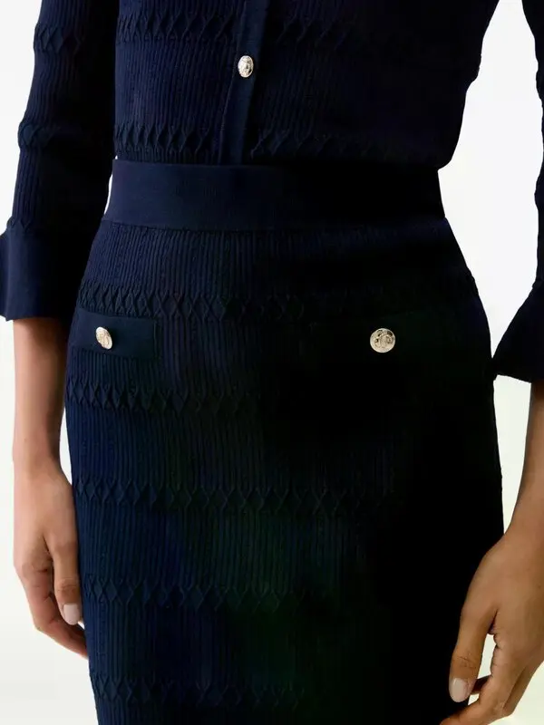 Liu Jo Knit Midi Skirt With Gold-tone Buttons