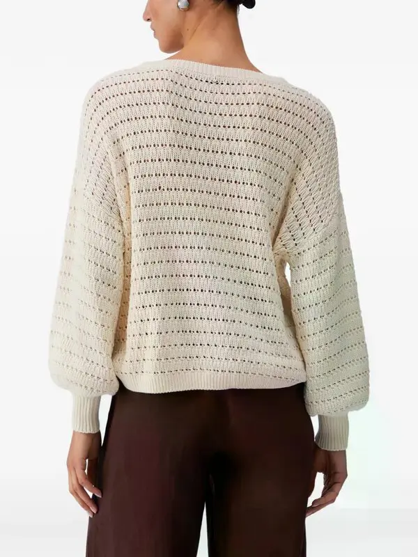 Liu Jo V-neck Cotton Sweater - Neutrals