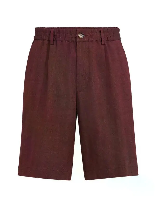 Brunello Cucinelli Linen And Virgin Wool Chevron Bermuda Shorts - Red