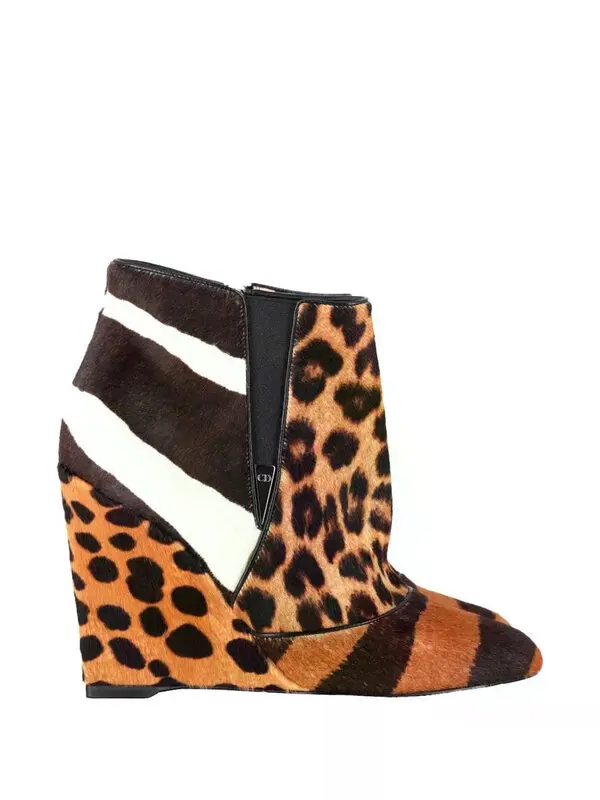 Dior Animal-print Wedge Ankle Boots - Neutrals