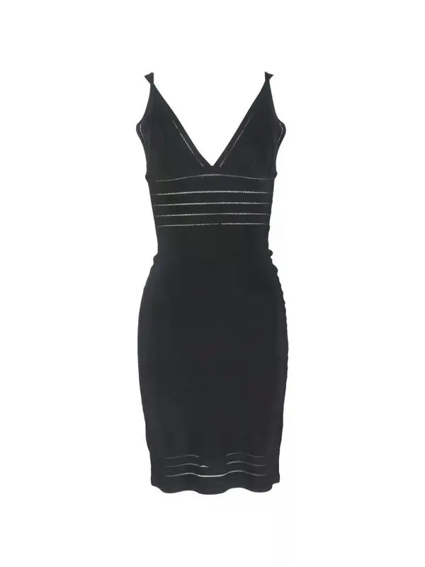 Herve Leger V-neck Bandage Midi Dress - Black